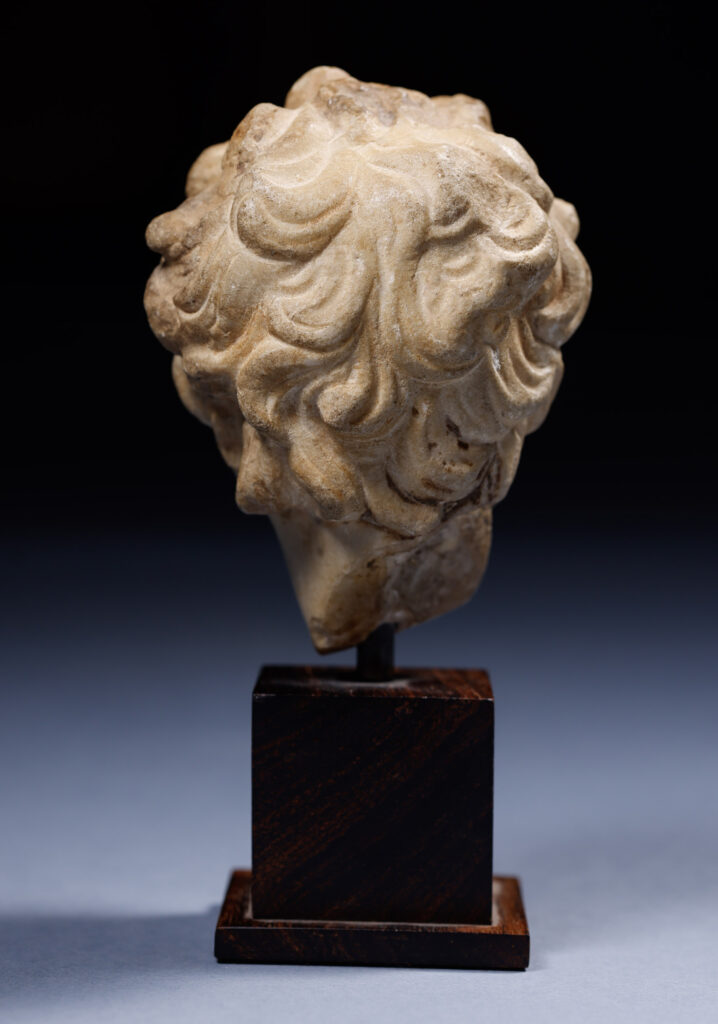 Cabeza de Sátiro joven en mármol | Ancient Art Galería F.Cervera